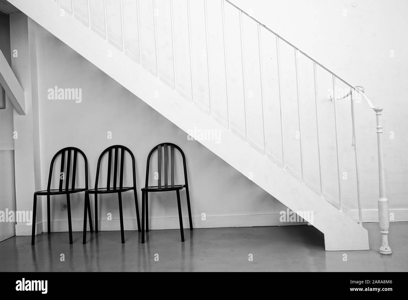Three designer chairs, Henri Cartier Bresson Museum, Paris, France ...