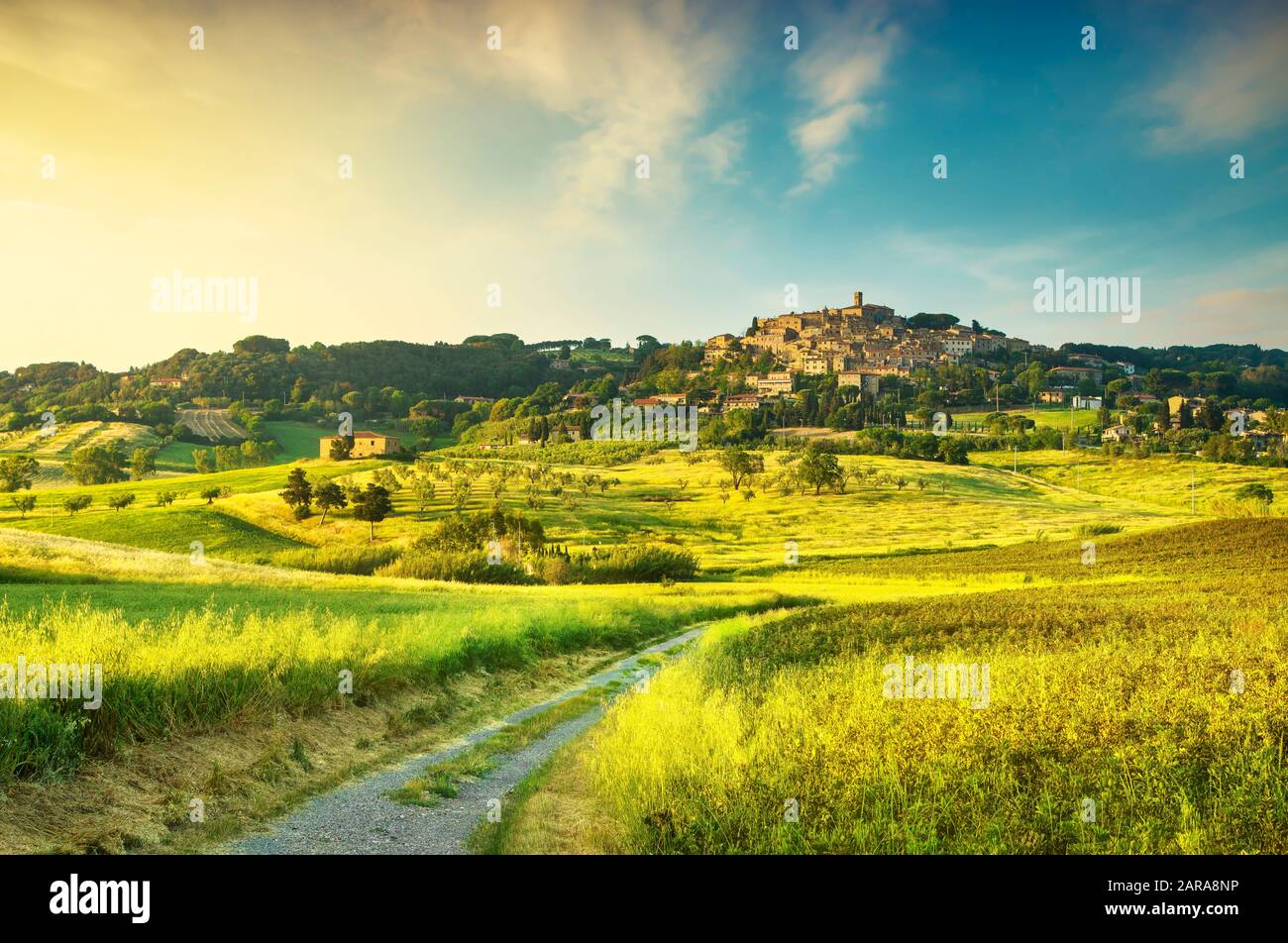 Casale Marittimo old stone village in Maremma and countryside landscape ...