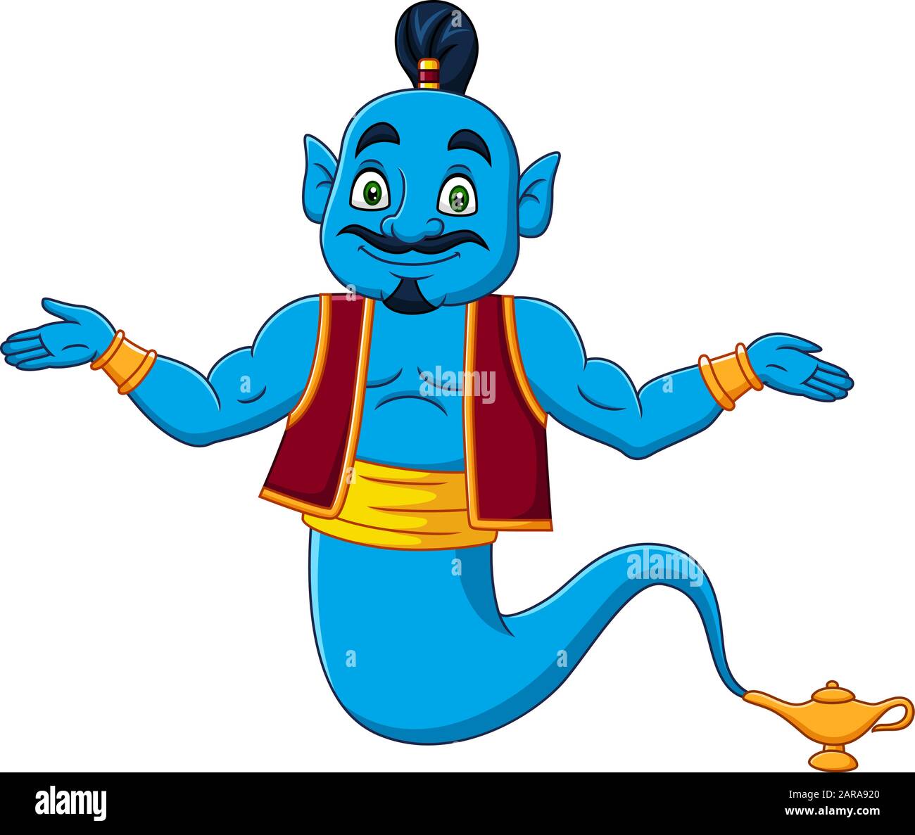 Cartoon Genie Appear From Magic Lamp Stock Vector Image And Art Alamy