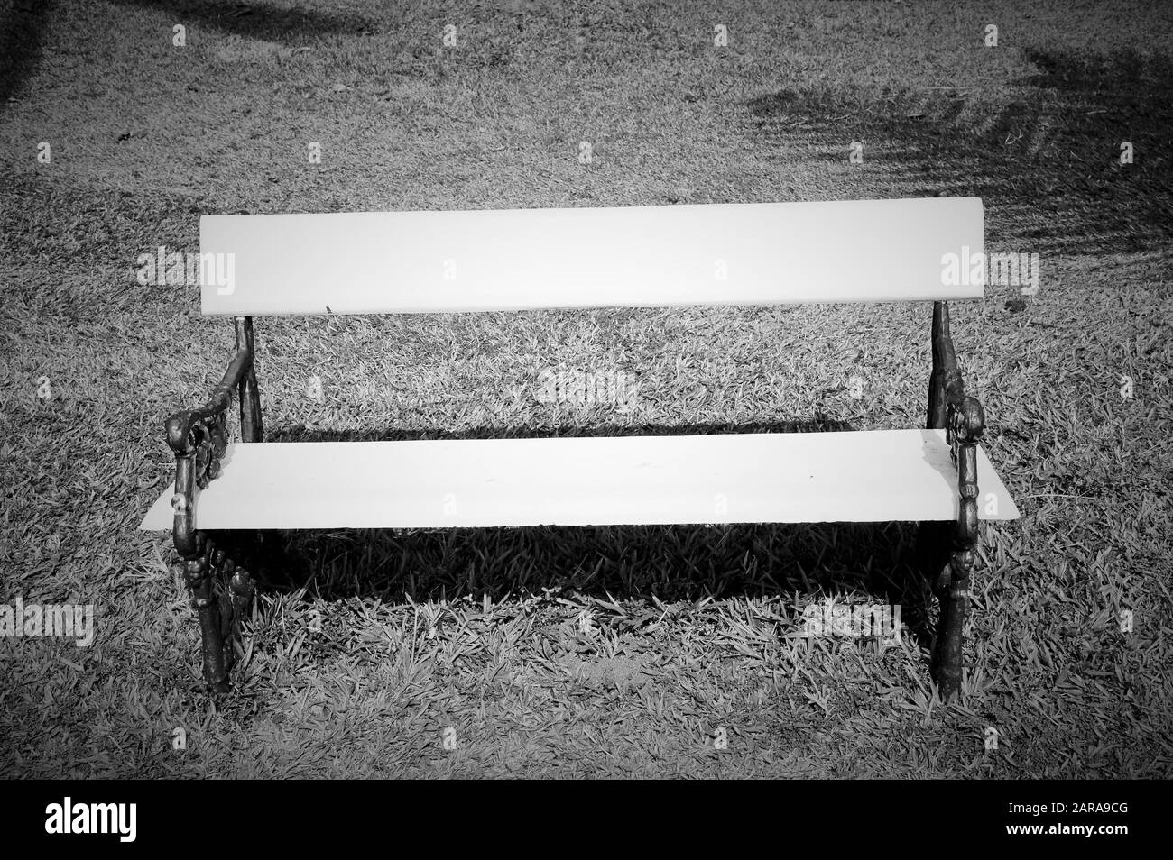 Wooden garden benches Black and White Stock Photos & Images - Alamy