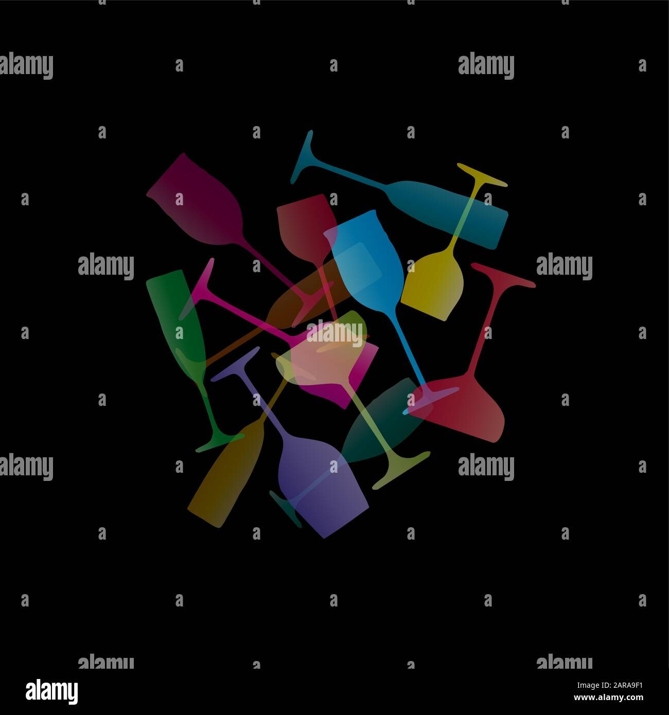 Vector background wine, colored glasses Stock Vector Image & Art - Alamy