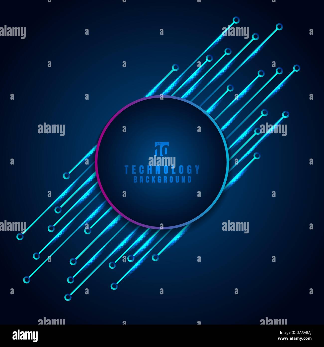 Abstract modern digital technology concept circle frame with circuit ...