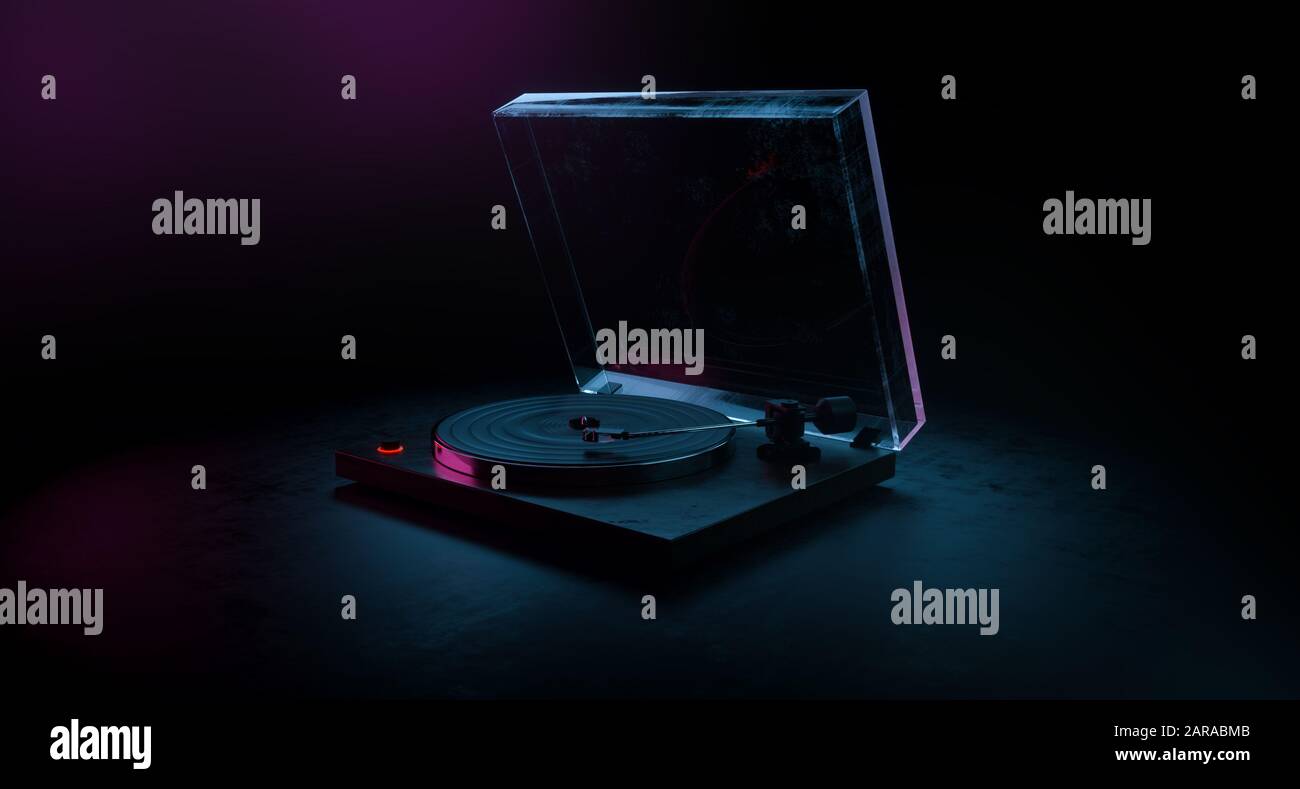 Turntable vinyl record player. Black Background Stock Photo - Alamy