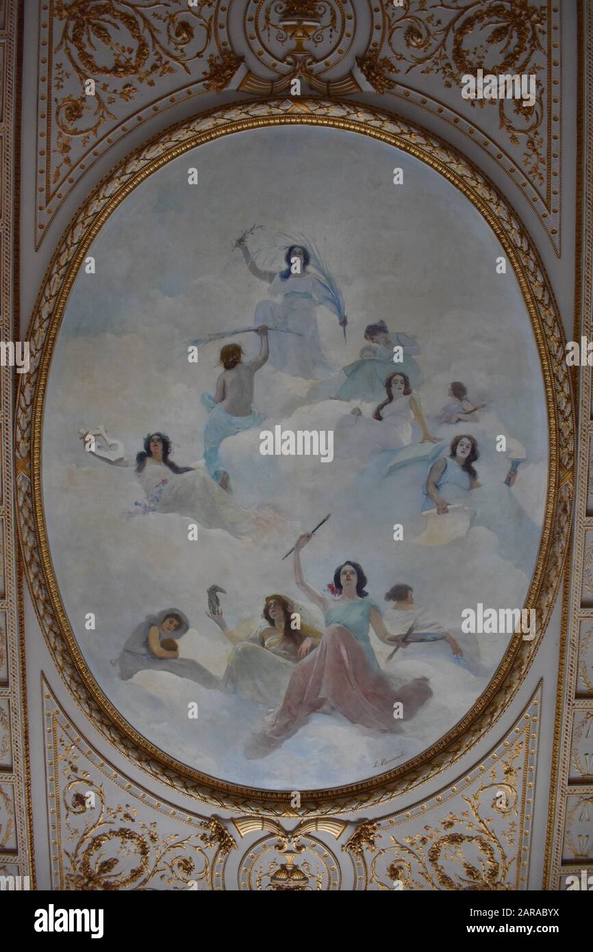 Painting of women on the ceiling in Museum of the Revolution in Havana ...