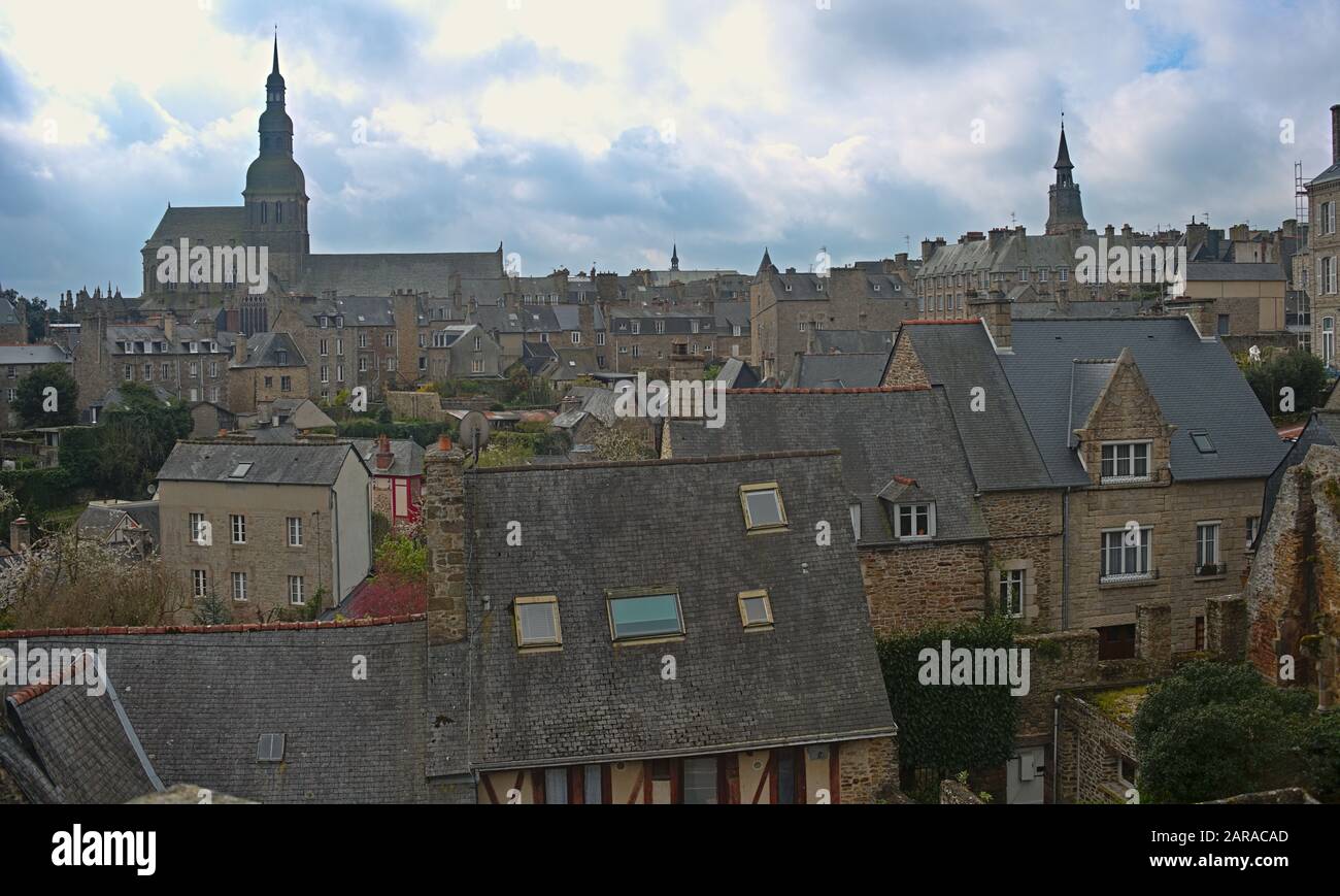 Scenic view from fortress on city of Dinan, France Stock Photo - Alamy