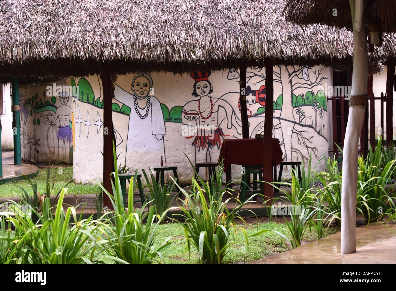 Ancient people painted building outside of Palenque de los Cimarrones ...