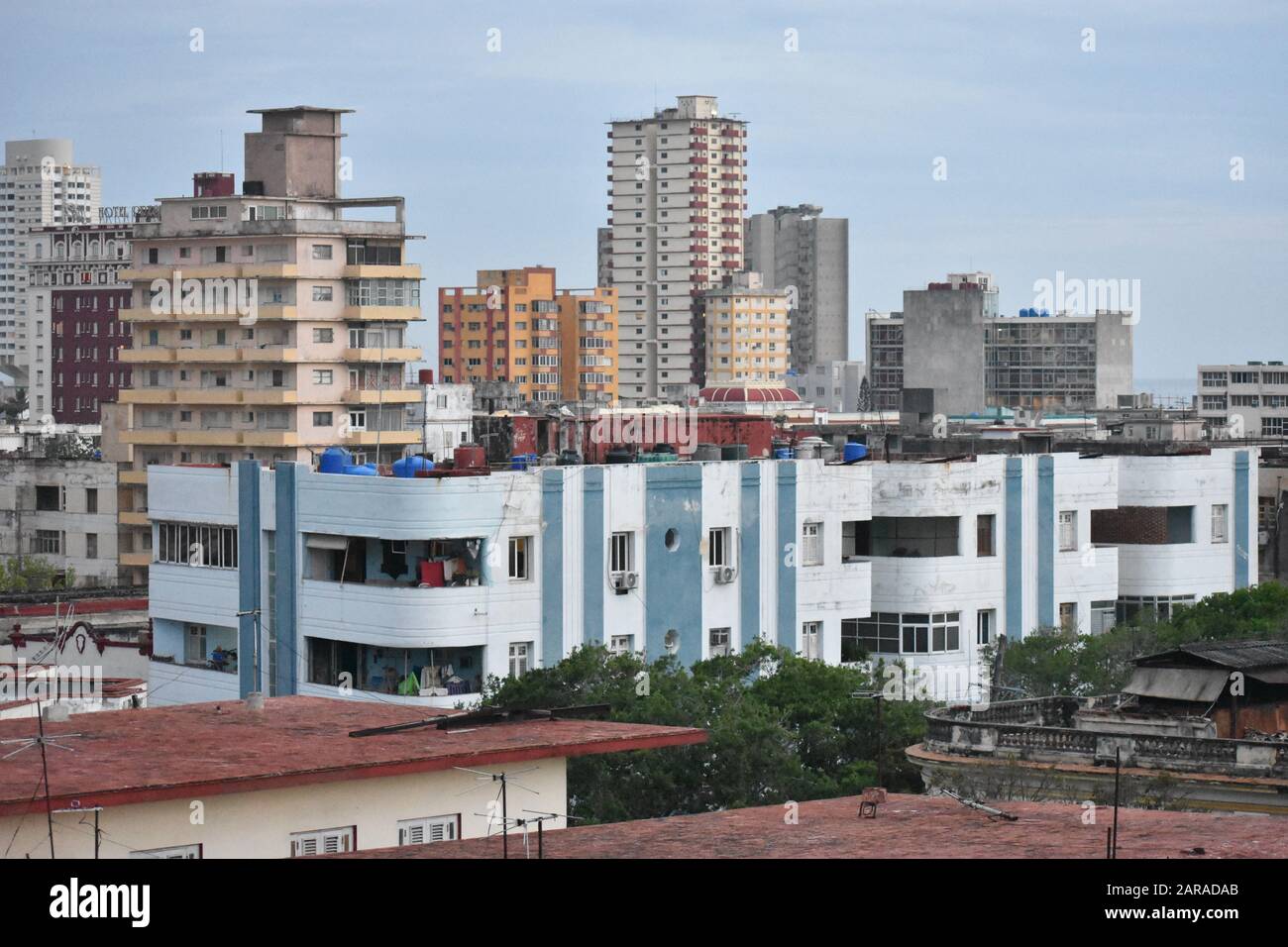 cityscape of buildings in Vedado Havana Cuba Stock Photo - Alamy