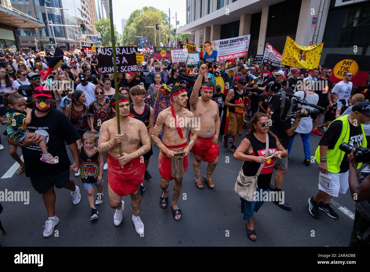 Sydney, NSW, AUSTRALIA - January 26, 2020: Thousands of aboriginal ...