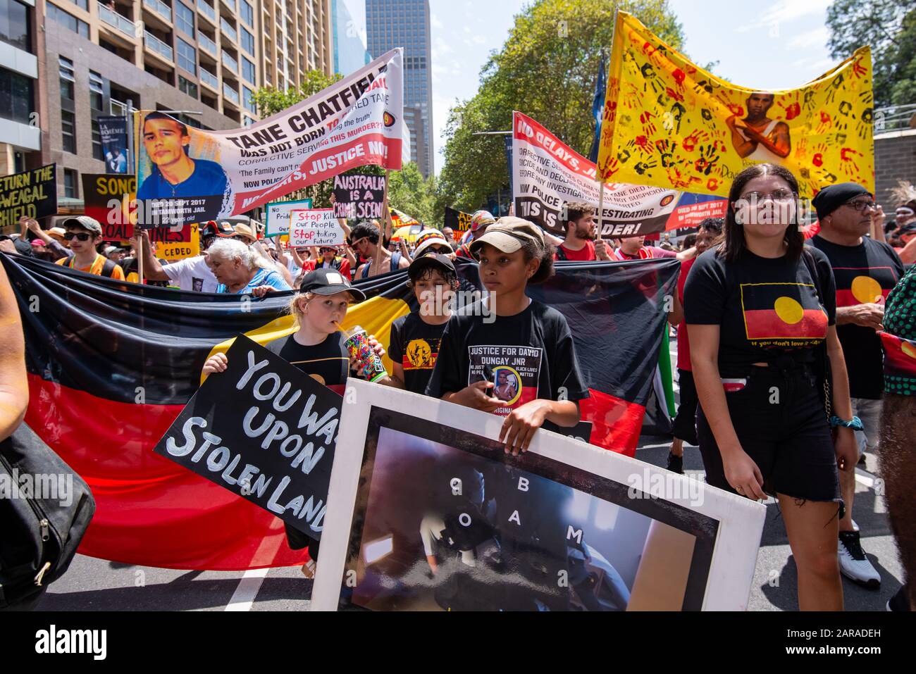Sydney, NSW, AUSTRALIA - January 26, 2020: Thousands of aboriginal ...