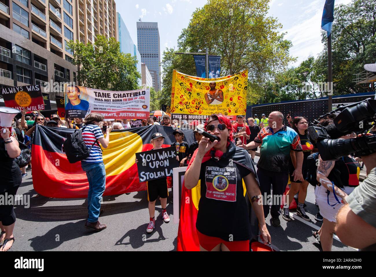 Sydney, NSW, AUSTRALIA - January 26, 2020: Thousands of aboriginal ...