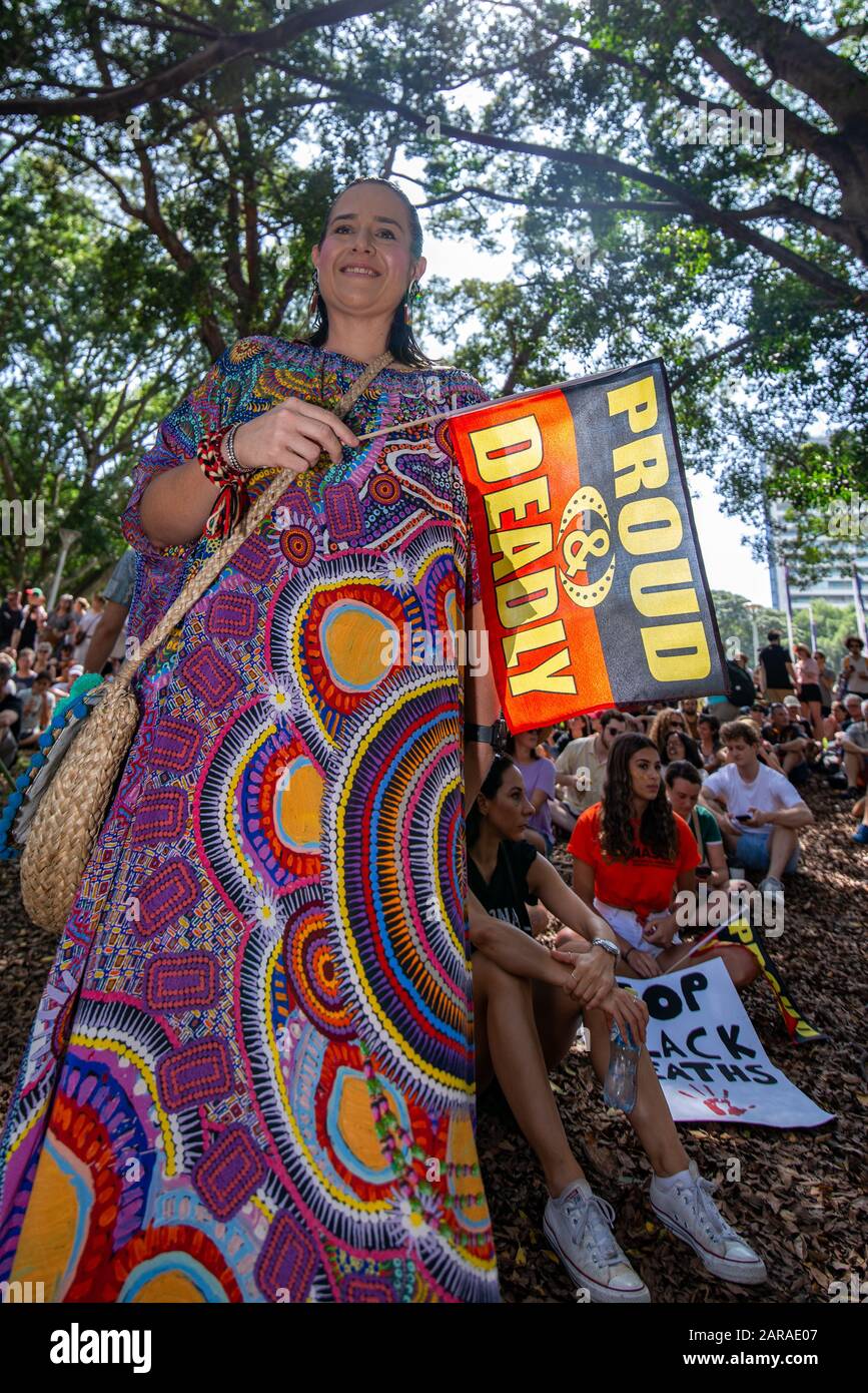 Sydney, NSW, AUSTRALIA - January 26, 2020: Thousands of aboriginal ...