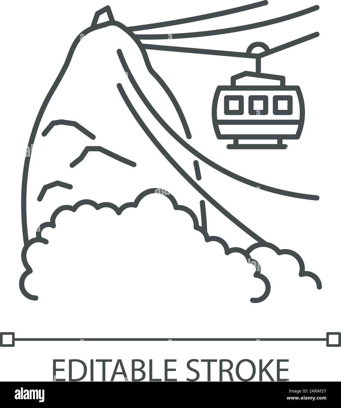 Ropeway pixel perfect linear icon. Complexo do Alemao. Brazilian ...