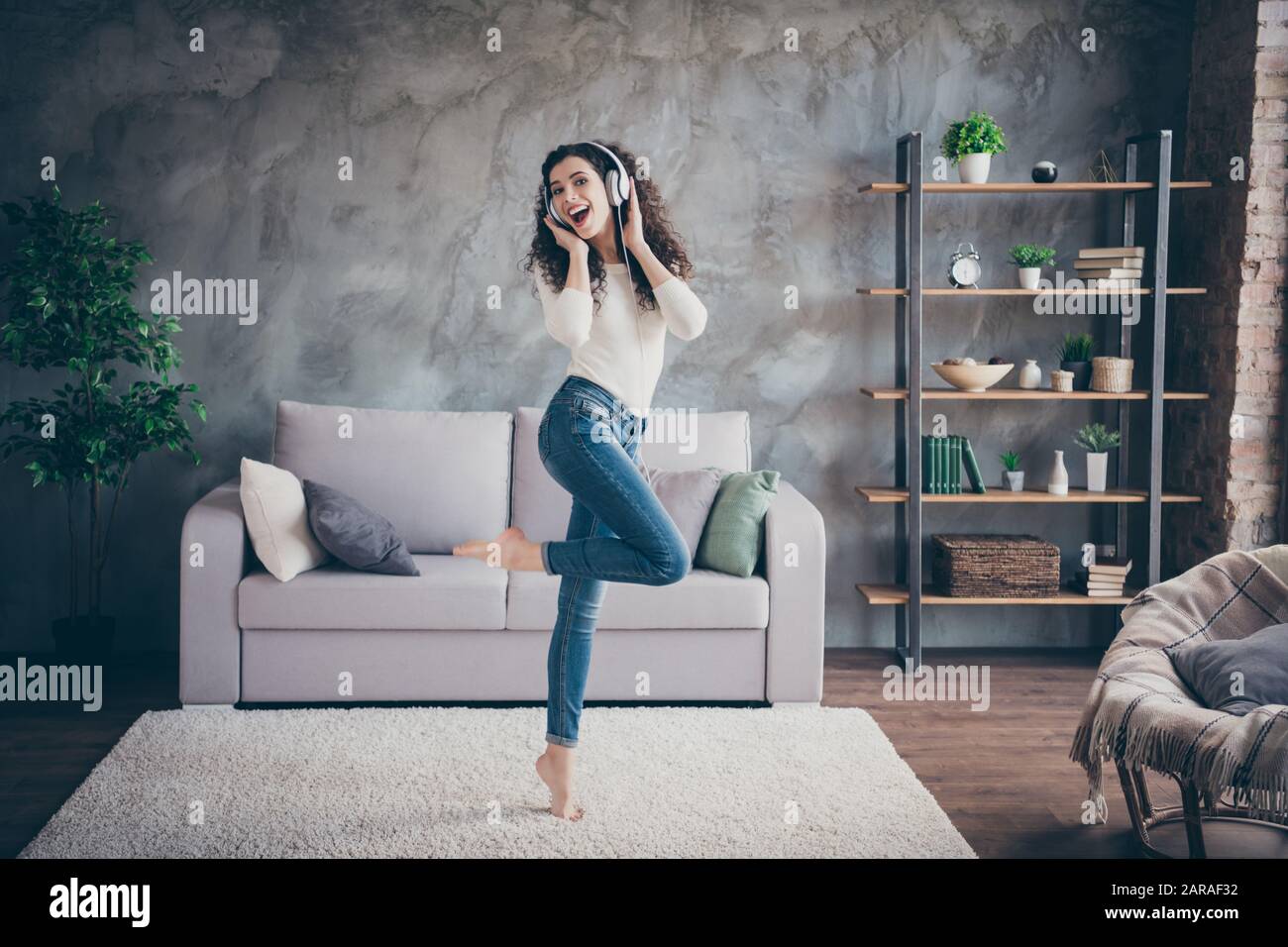 Full length body size view of her she nice attractive lovely positive ...