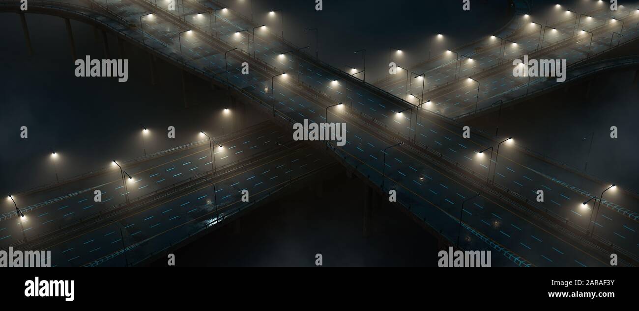 The asphalt road on a sea with distant shot at night Stock Photo - Alamy