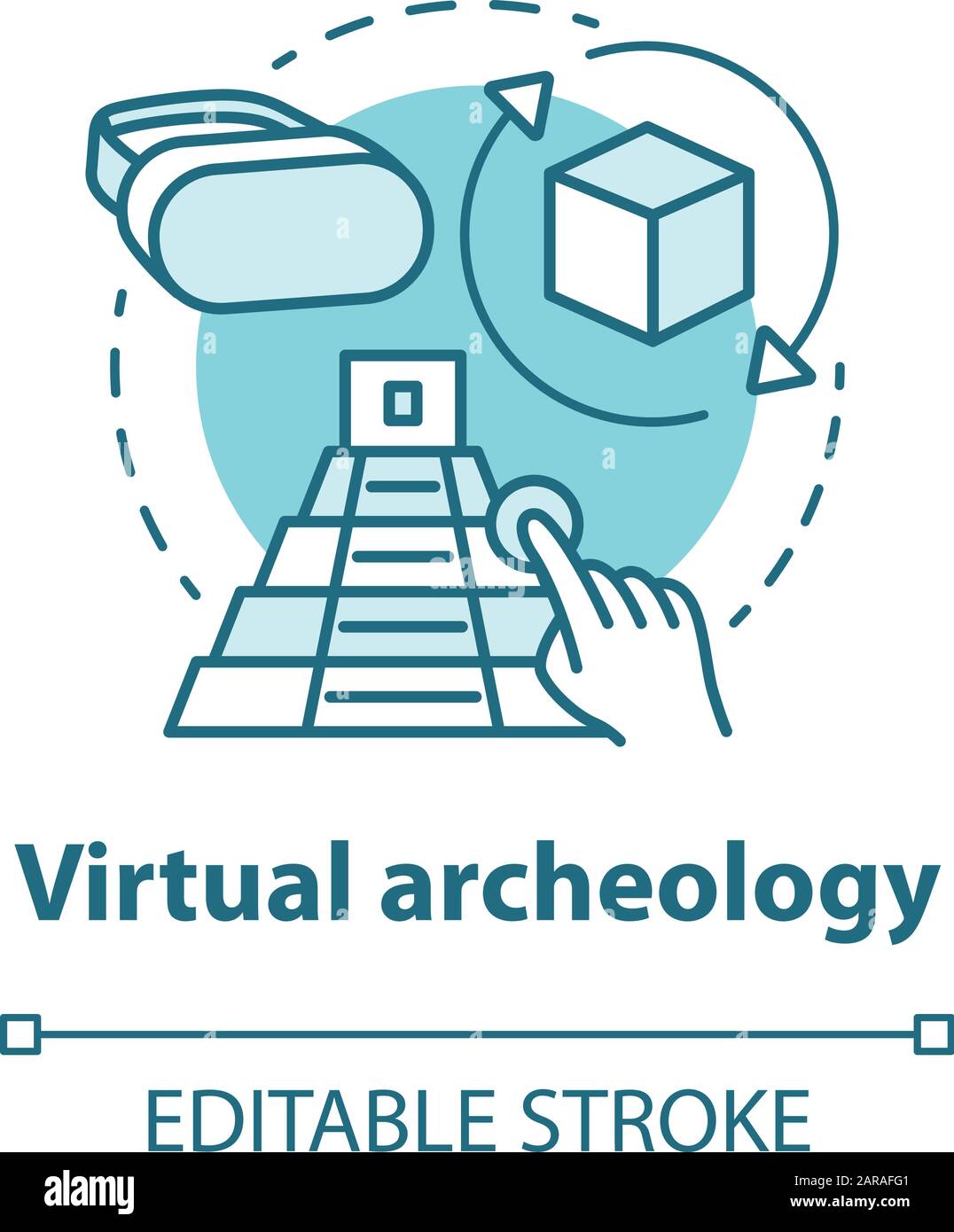 Virtual archeology concept icon. Computer simulations of cultural ...