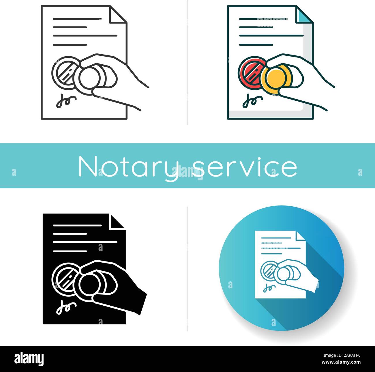 Hand with stamp icon. Certificate. Notarized document. Apostille and ...
