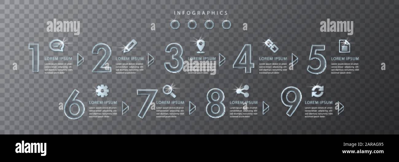 Vector infographic design UI template transparent glass number and ...