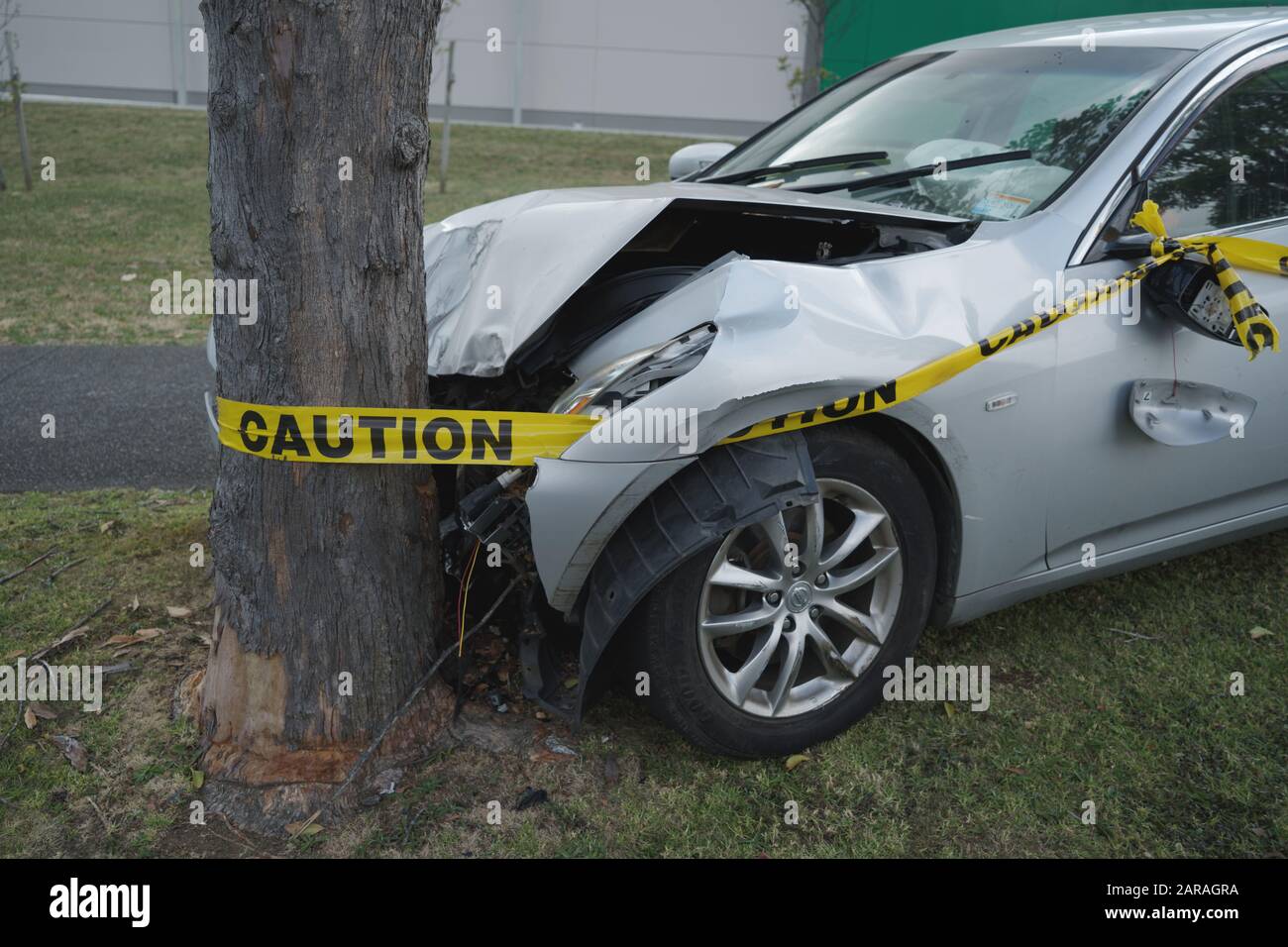 Police tape wrapped around tree hi-res stock photography and images - Alamy