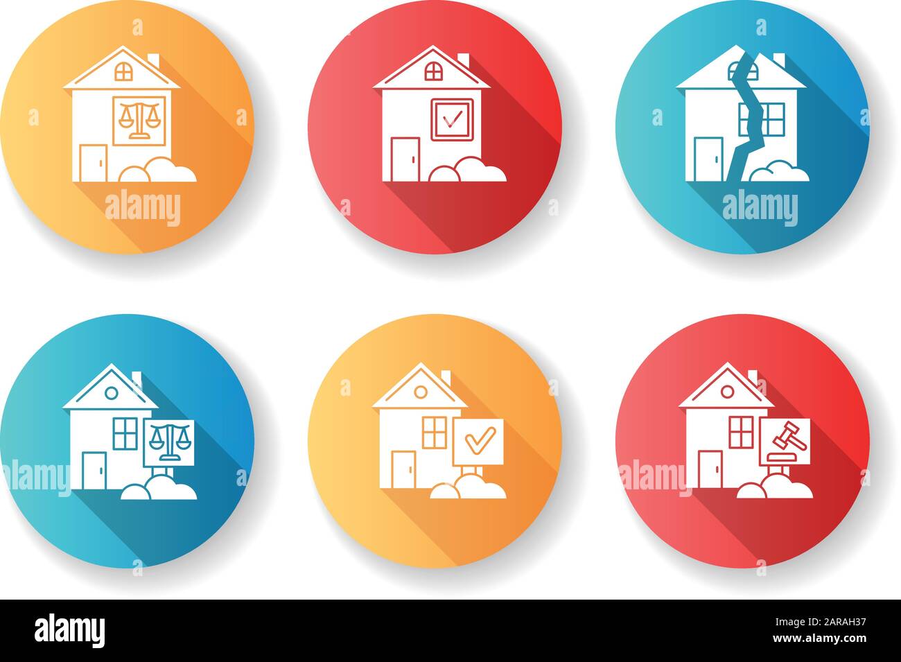 Real estate matters flat design long shadow glyph icons set. Tenancy ...