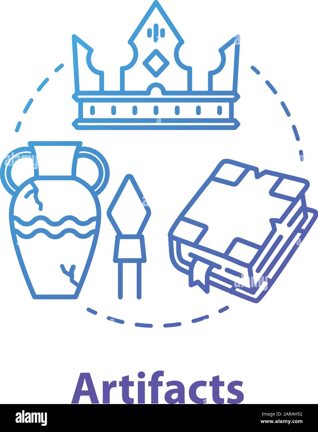 Artifacts concept icon. Ancient treasures. Museum exhibits ...