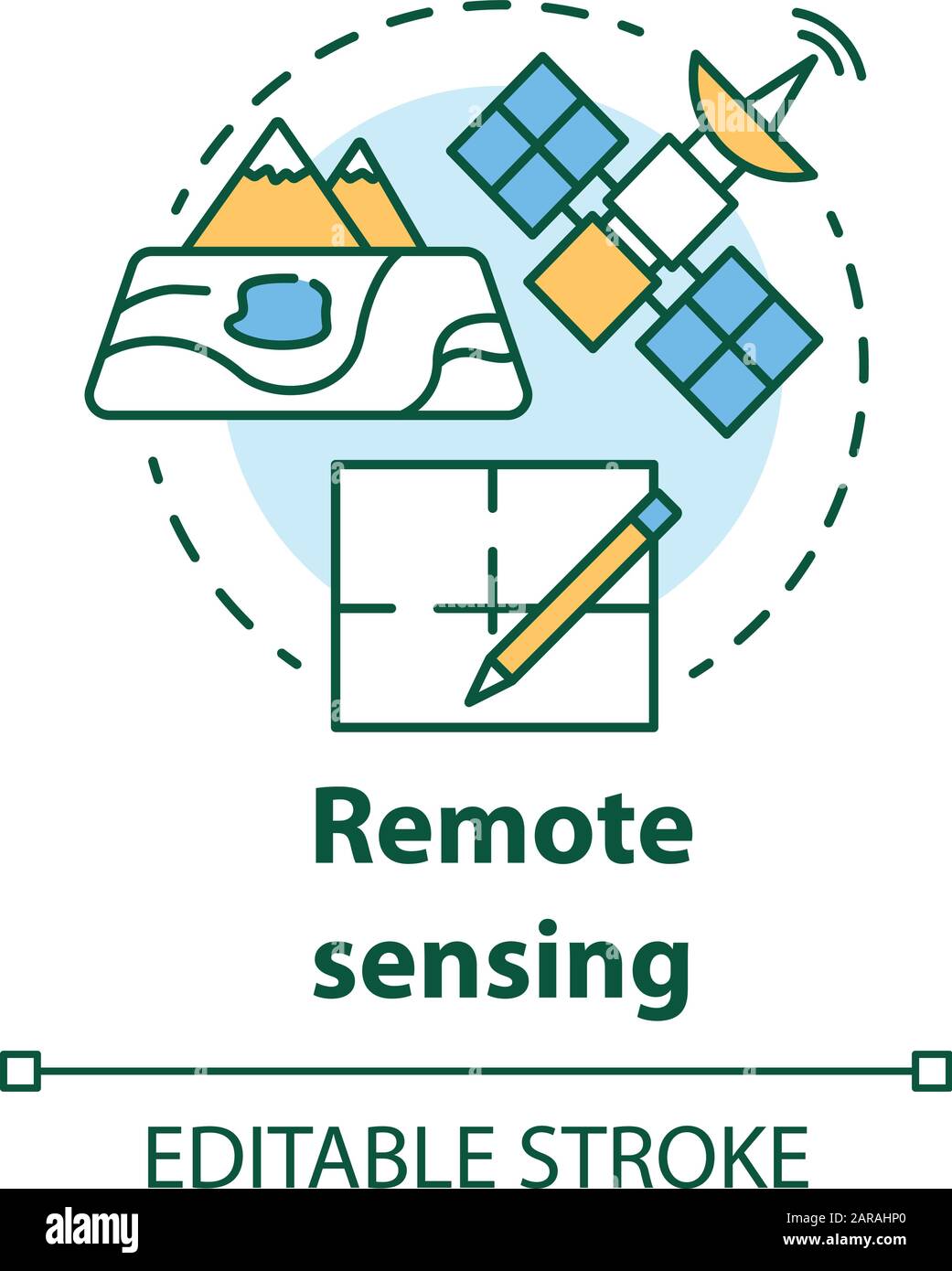 Remote sensing concept icon. Modern cartography. Earth exploration from ...
