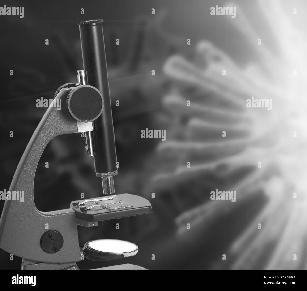 Asian lab microscope Black and White Stock Photos & Images - Alamy