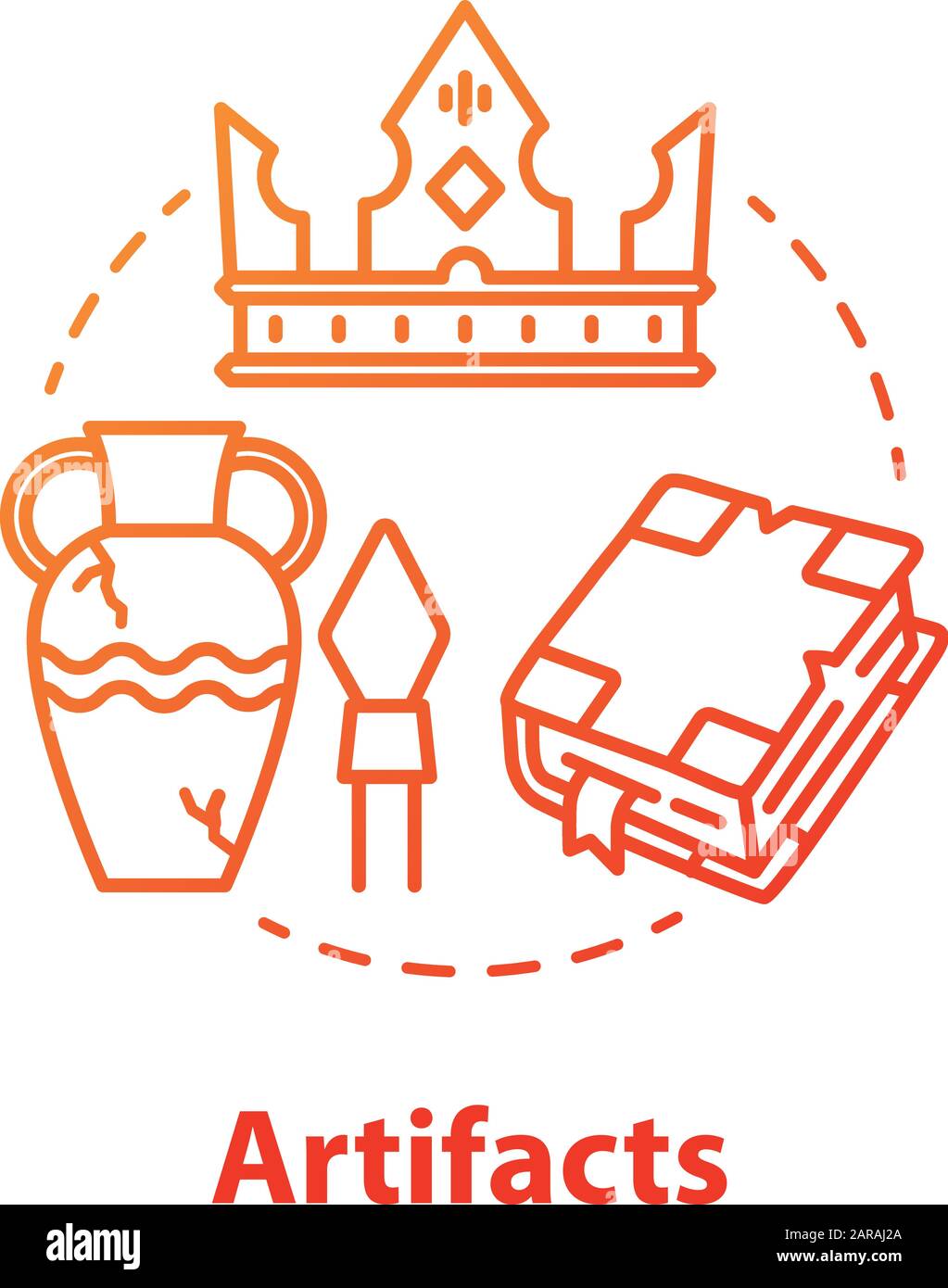 Artifacts concept icon. Ancient treasures. Museum exhibits ...