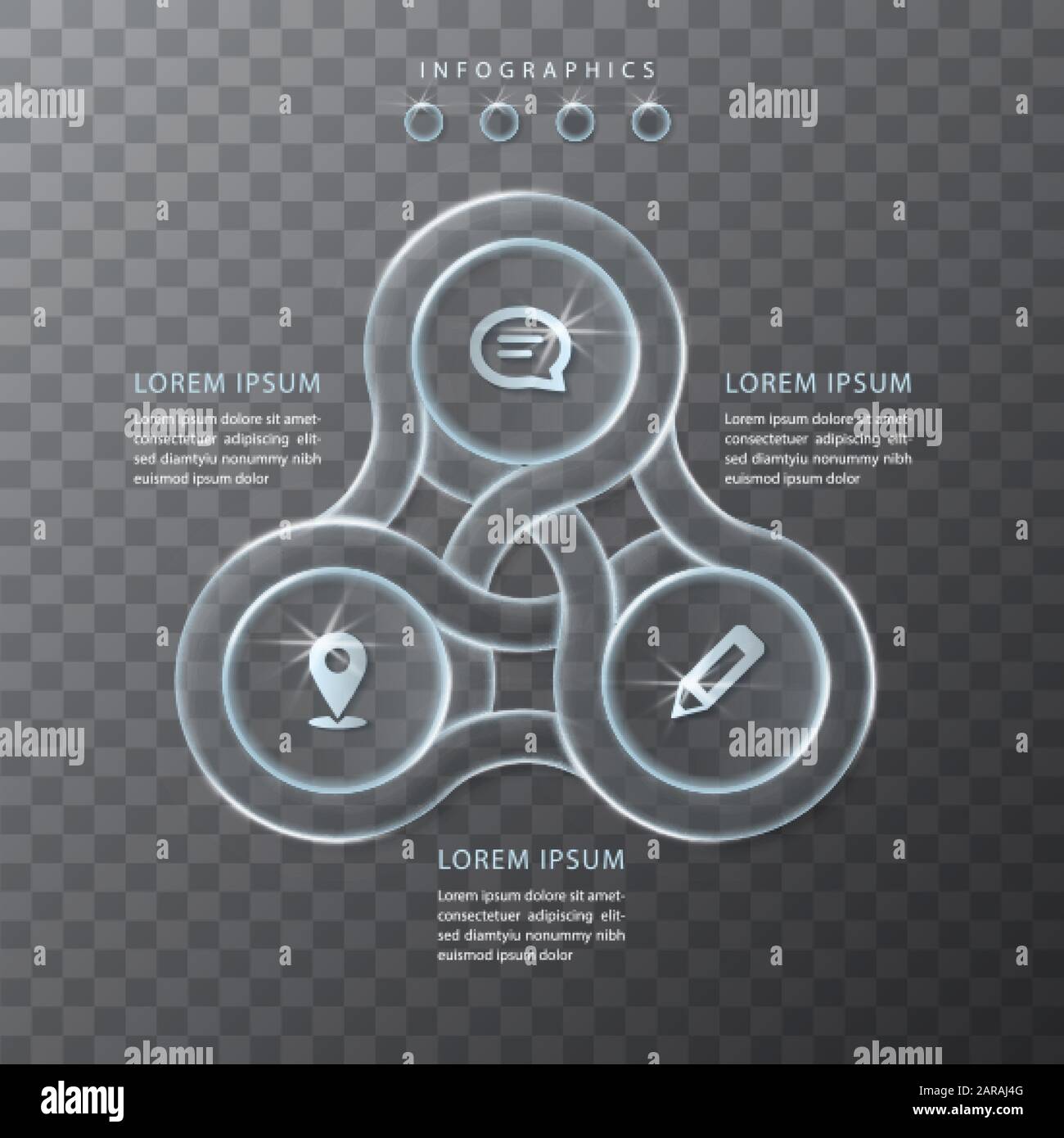 Vector infographic design UI template transparent glass round chain ...