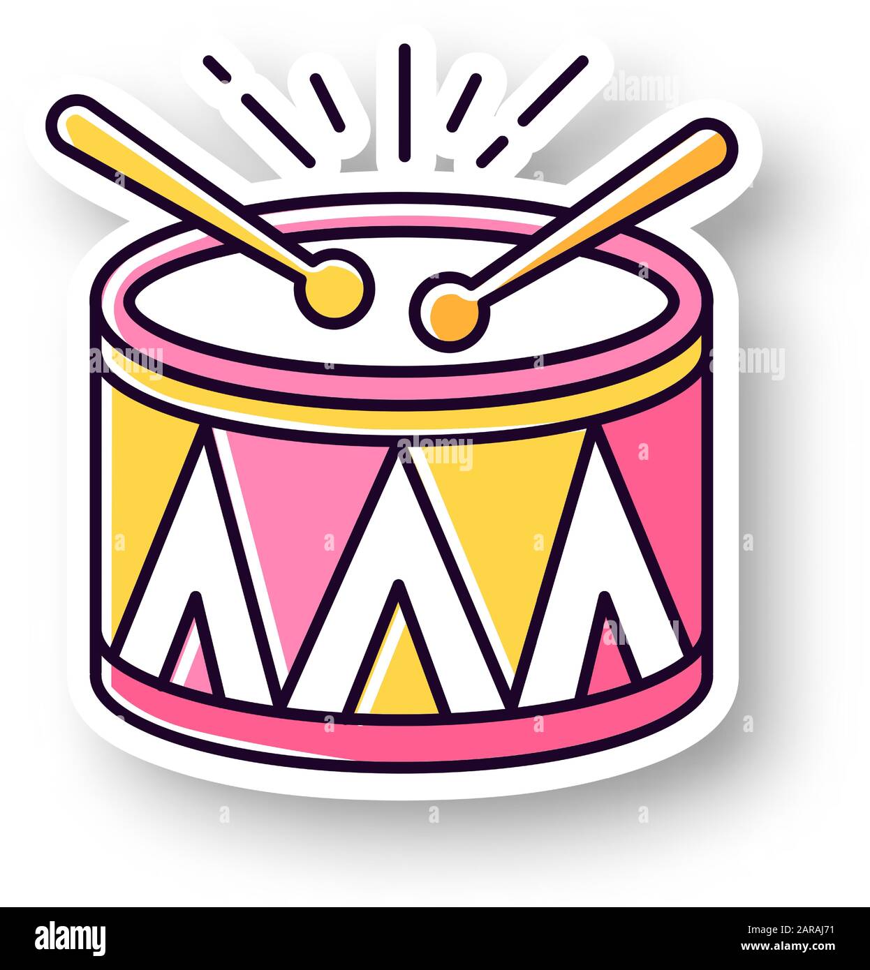 Drum patch. RGB color printable sticker. Musical instrument. Brazilian ...