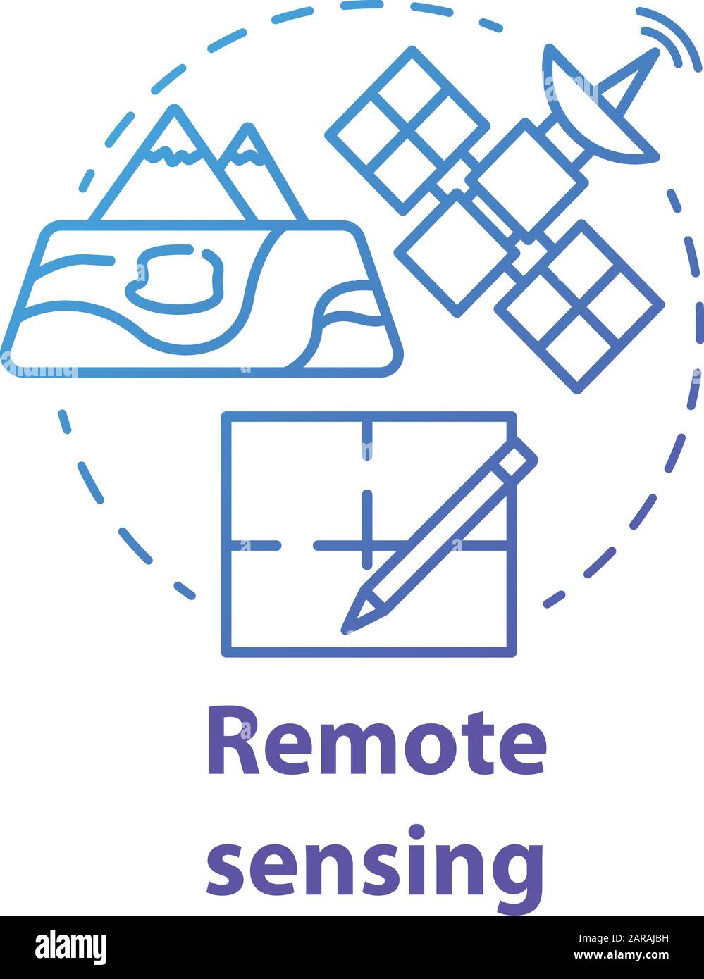 Remote sensing concept icon. Modern cartography. Earth exploration from ...