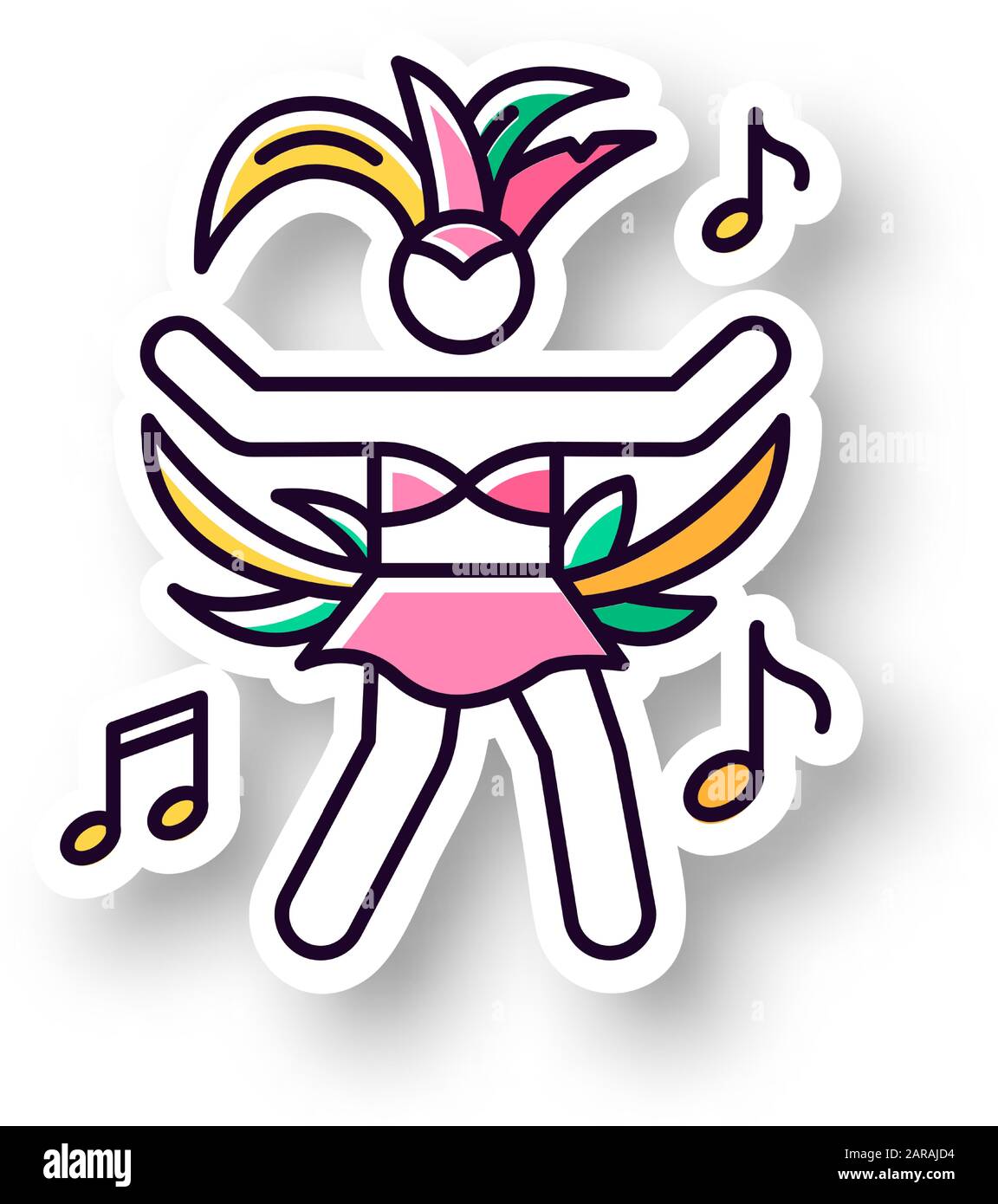 Dancing lady patch. RGB color printable sticker. Samba. Womens carnival ...
