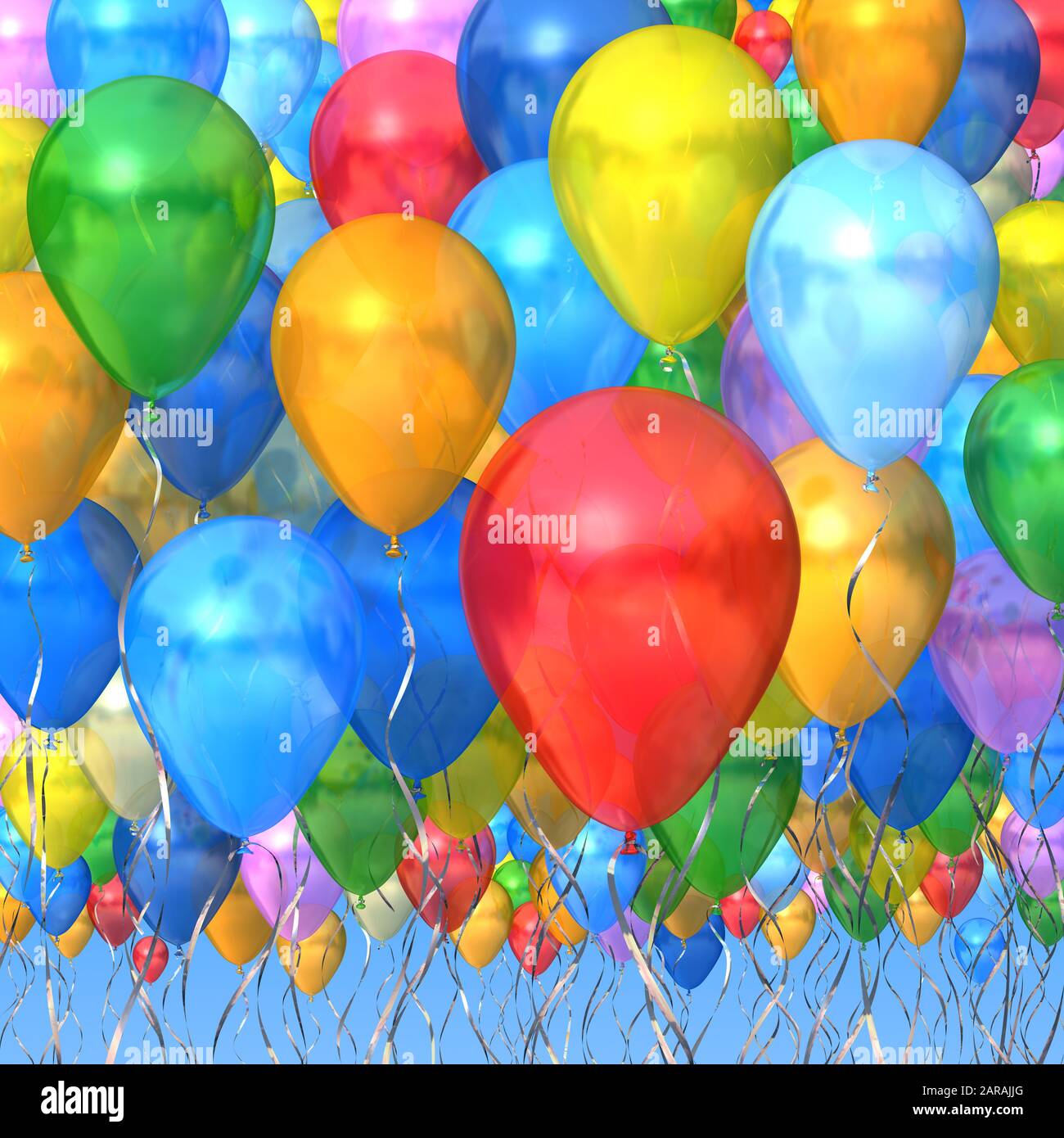 Multicoloured Balloons floating in a blue sky Stock Photo - Alamy