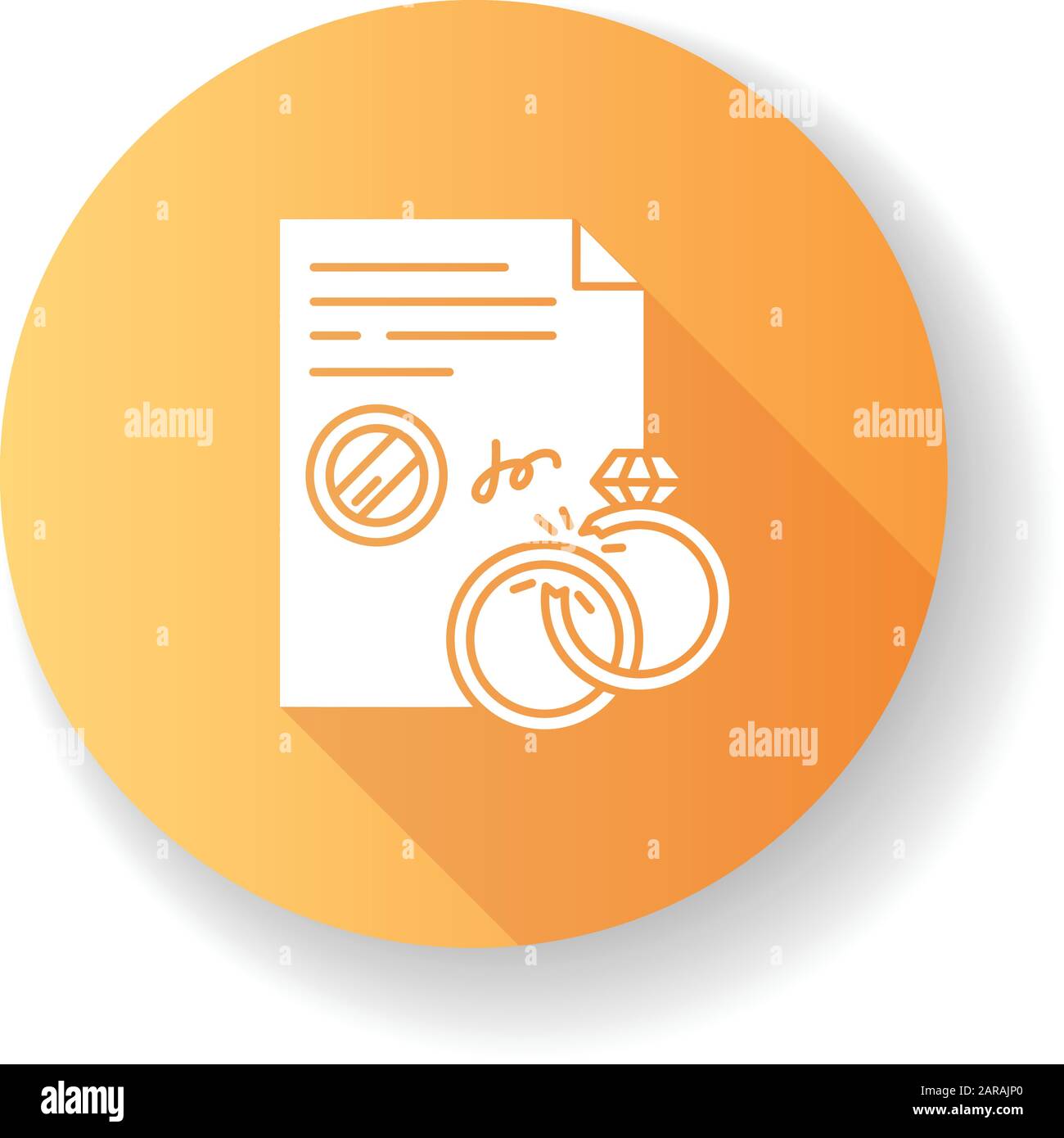 Divorce orange flat design long shadow glyph icon. Formal ending of ...