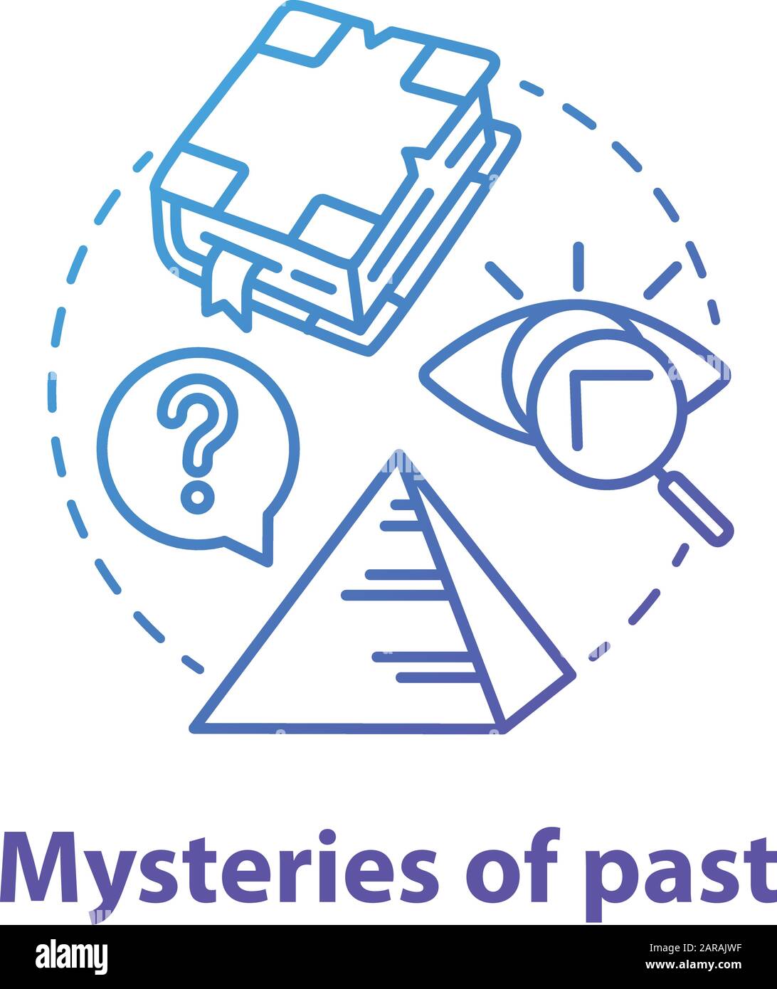 Mysteries of past concept icon. Historical researching. Study of ...