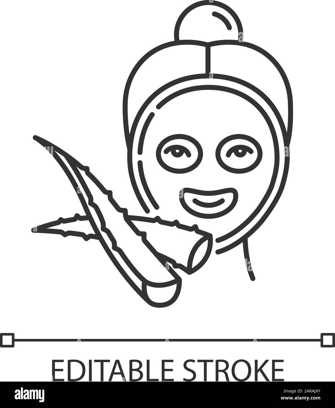 Face sheet mask pixel perfect linear icon. Female spa treatment ...