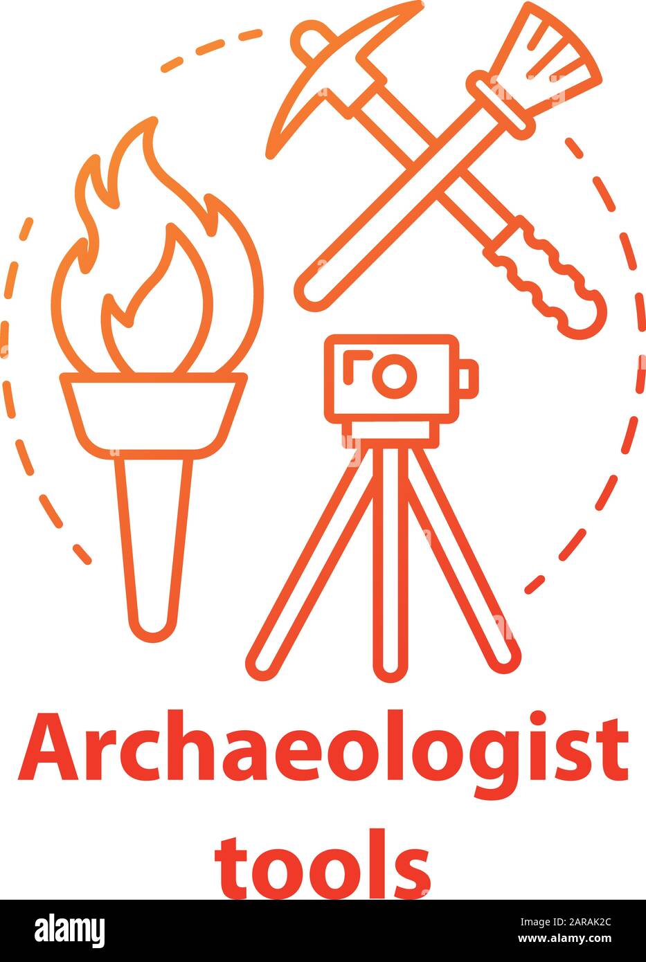 Archaeologist tools concept icon. Archelogy research. Treasure hunter ...