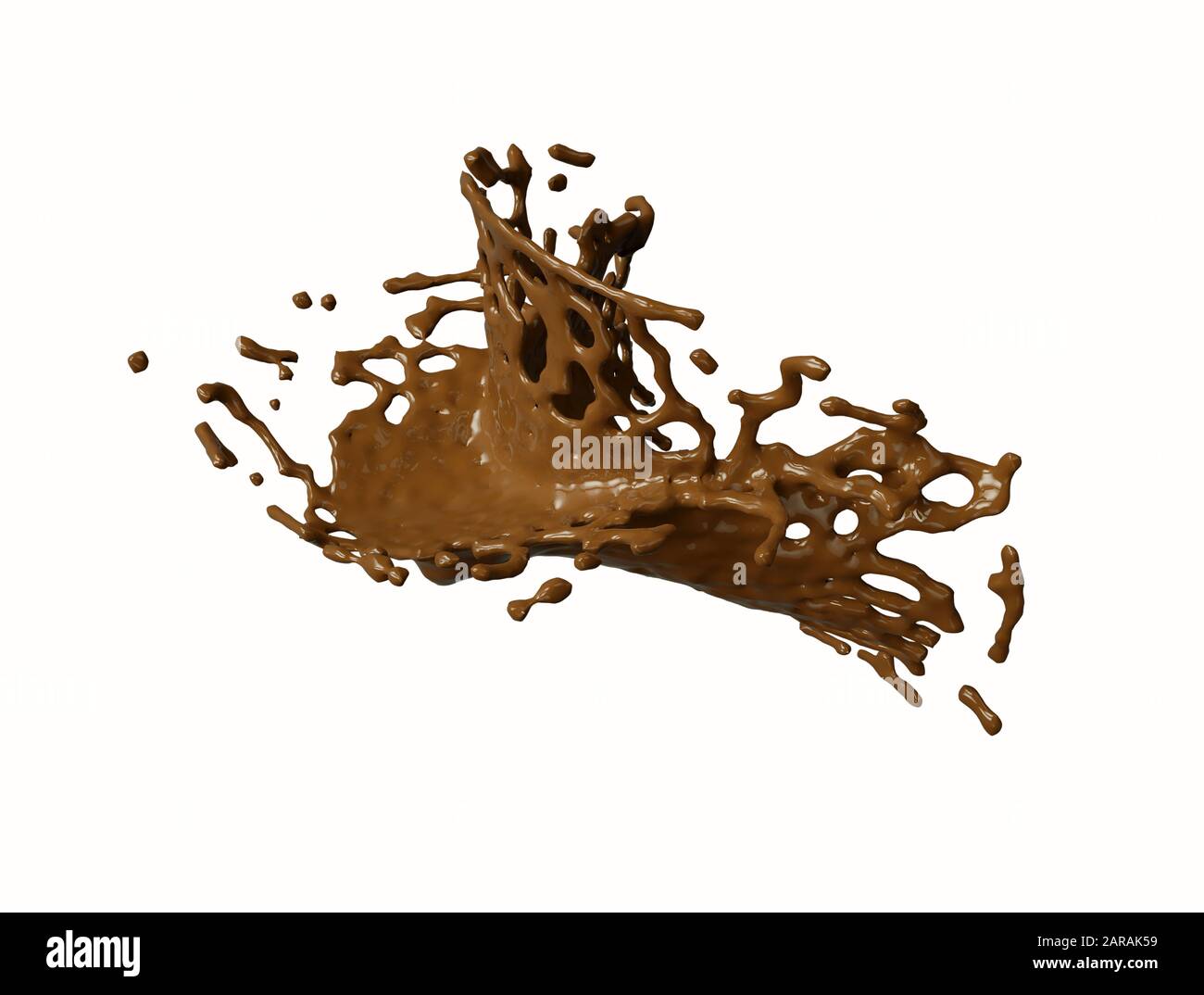 Chocolate stream and wave isolated chocolate wave in white background ...