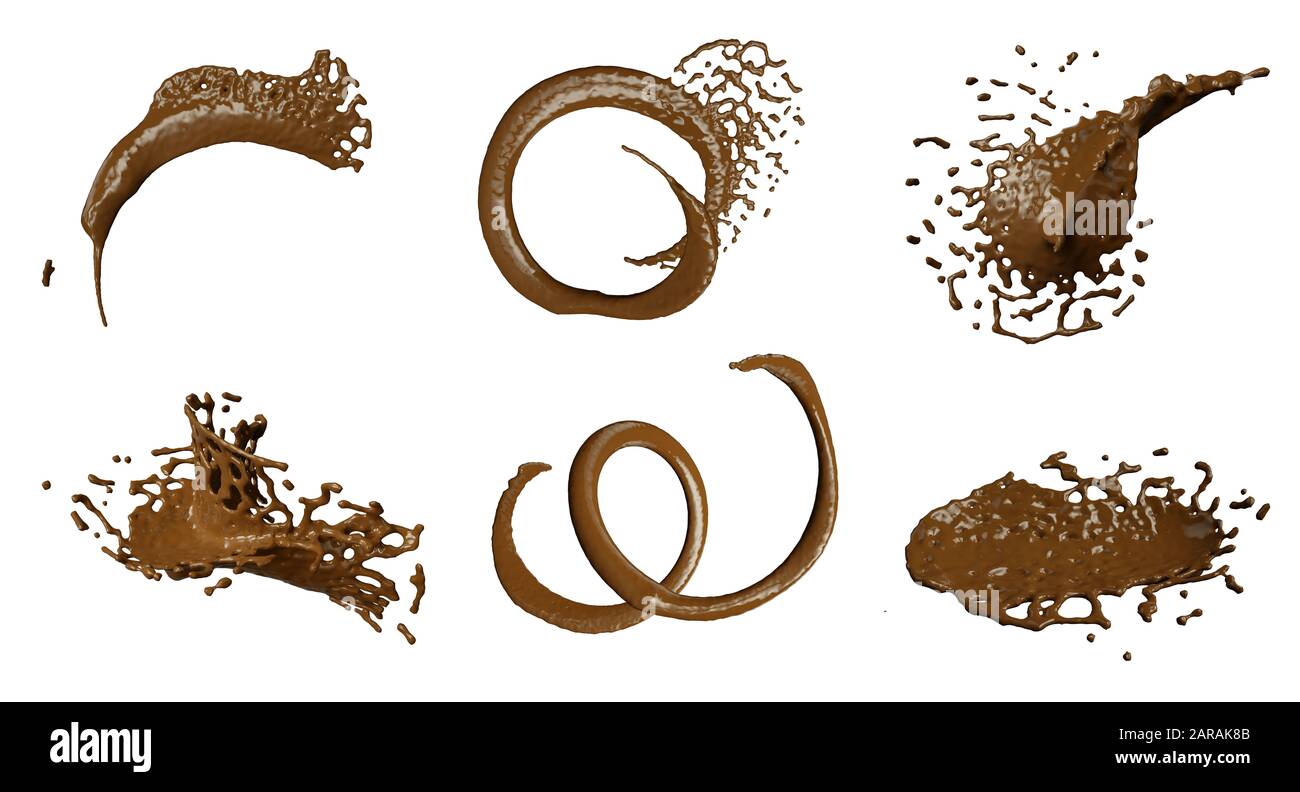 Chocolate stream and wave isolated chocolate wave in white background ...