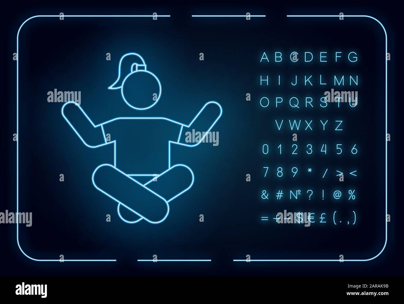 Meditation neon light icon. Yoga practice. Relaxation and rest ...