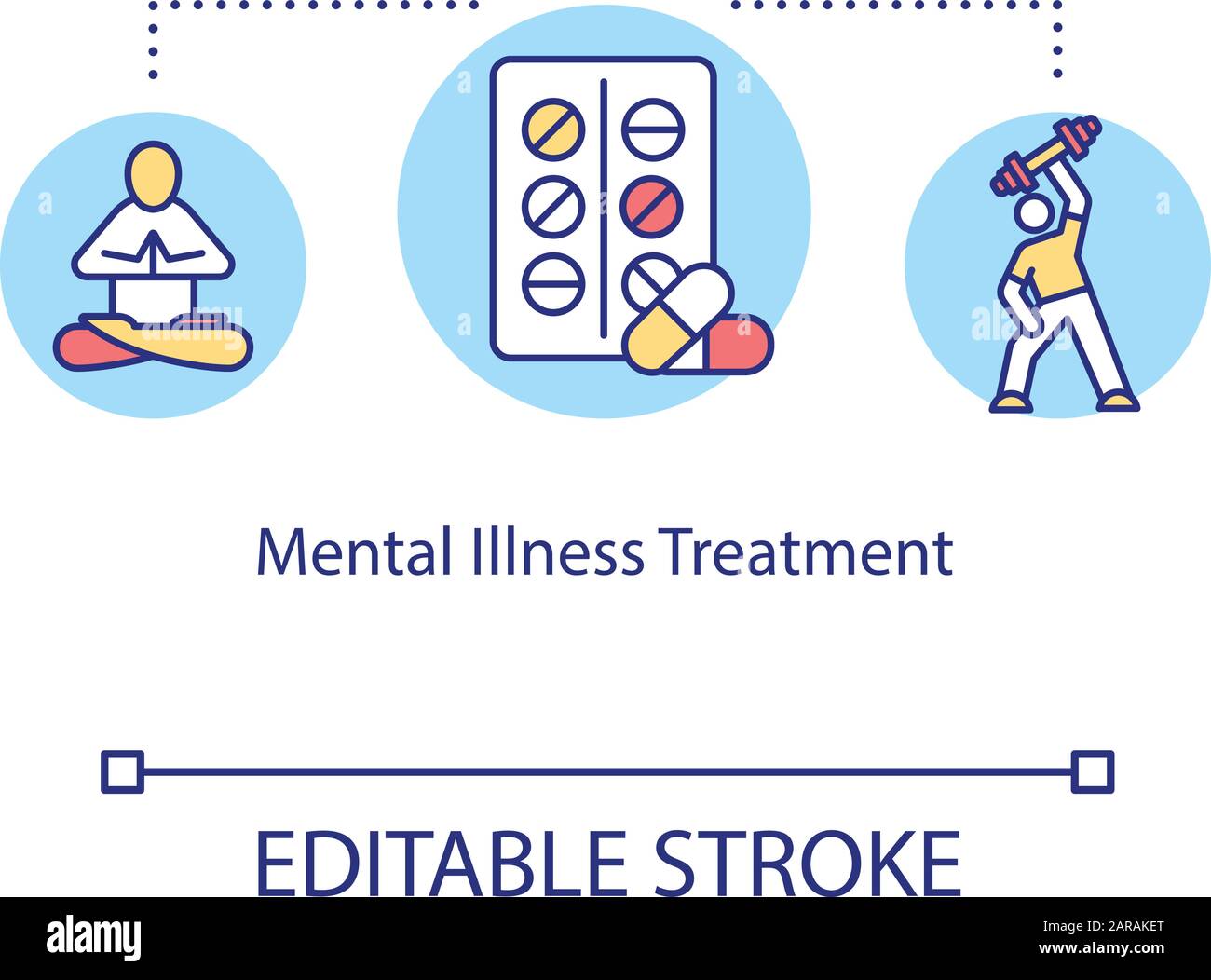 Mental illness treatment concept icon. Medical help idea thin line ...