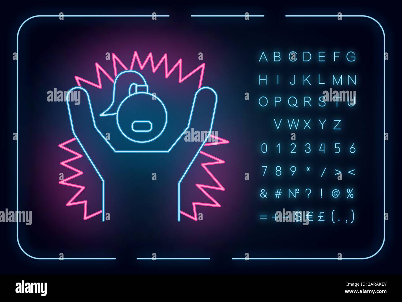 Emotional outburst neon light icon. Outrage and tantrum. Aggressive ...