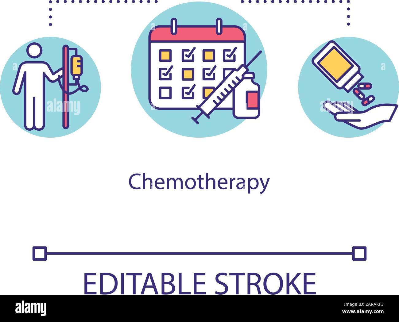 Chemotherapy concept icon. Cancer treatment idea thin line illustration ...
