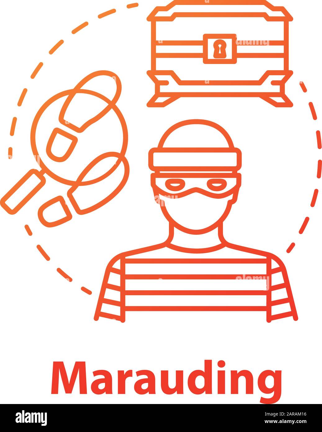 Marauding concept icon. Treasure hunting. Muggery, burglary. Search for ...