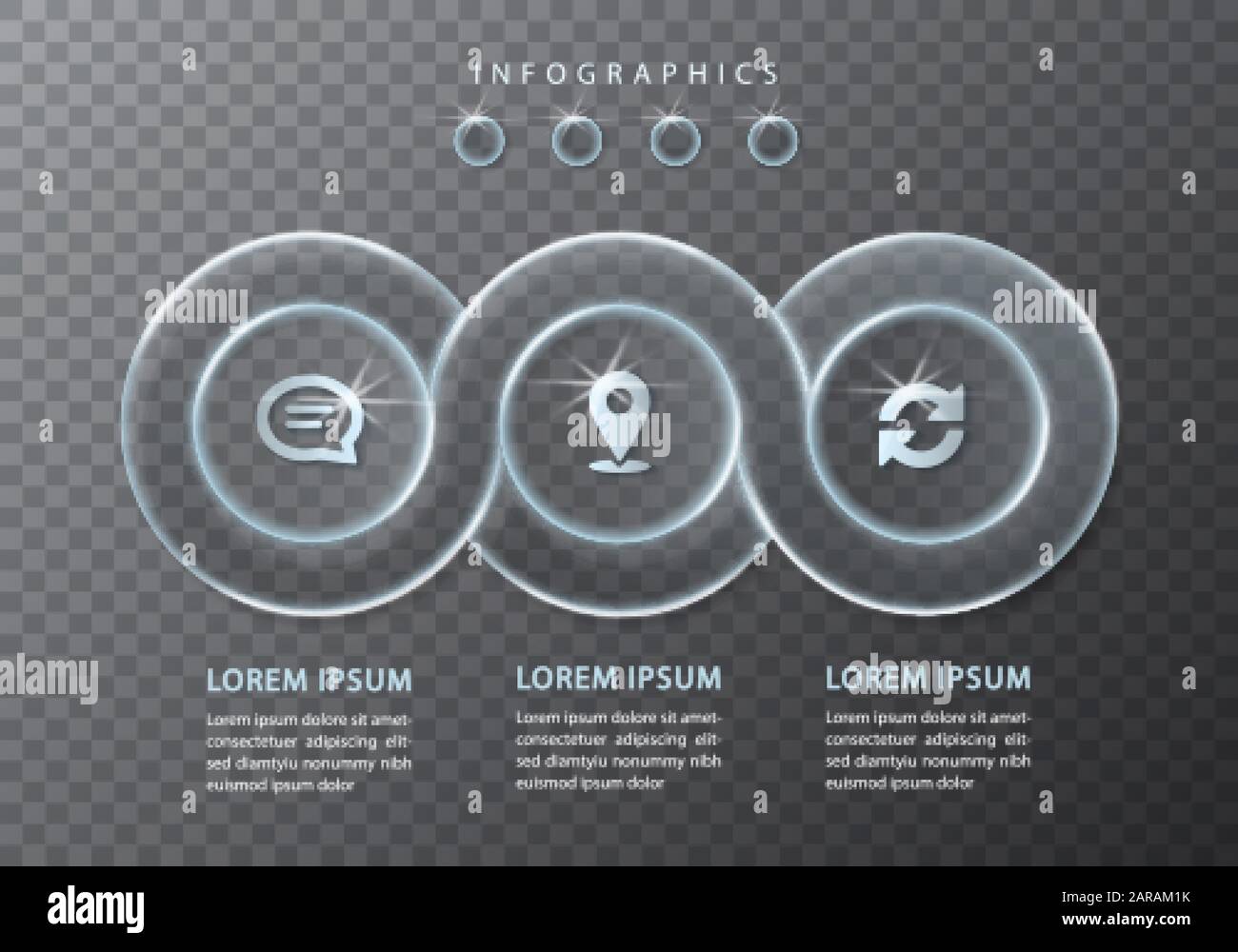 Vector infographic design UI template transparent glass round chain ...