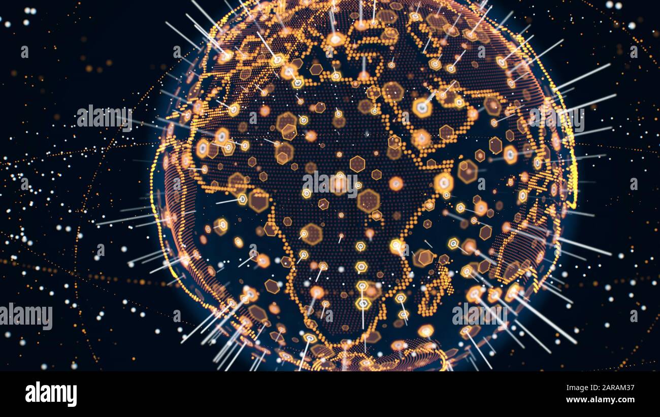 Virtual Globe Futuristic Earth Hologram Digital Planet Motion ...