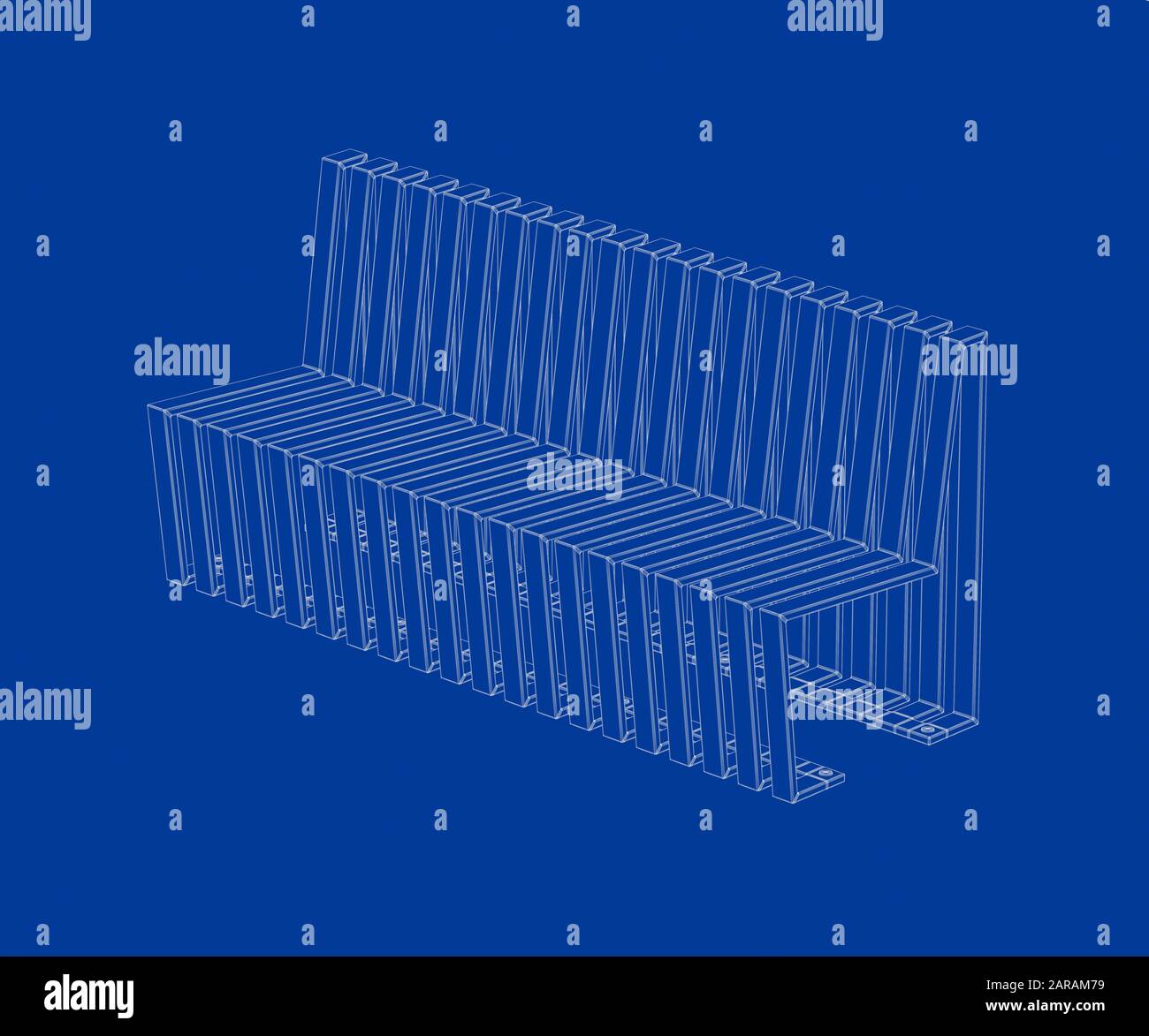 3D wire-frame model of modern bench Stock Photo - Alamy