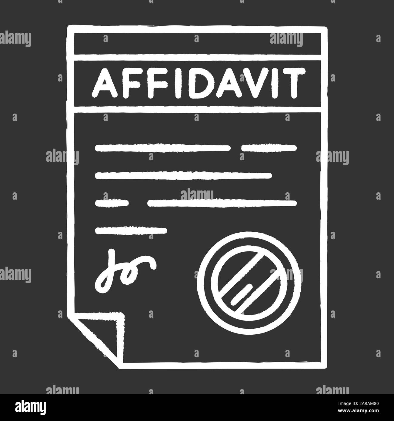 Confirmed affidavit chalk white icon on black background. Signed ...