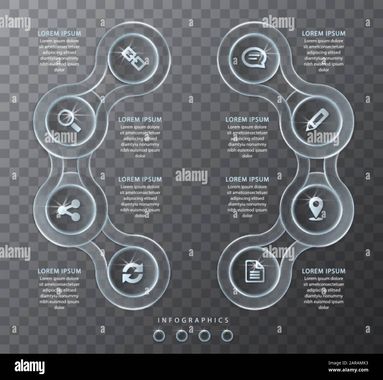 VVector infographic design UI template transparent glass round spiral ...