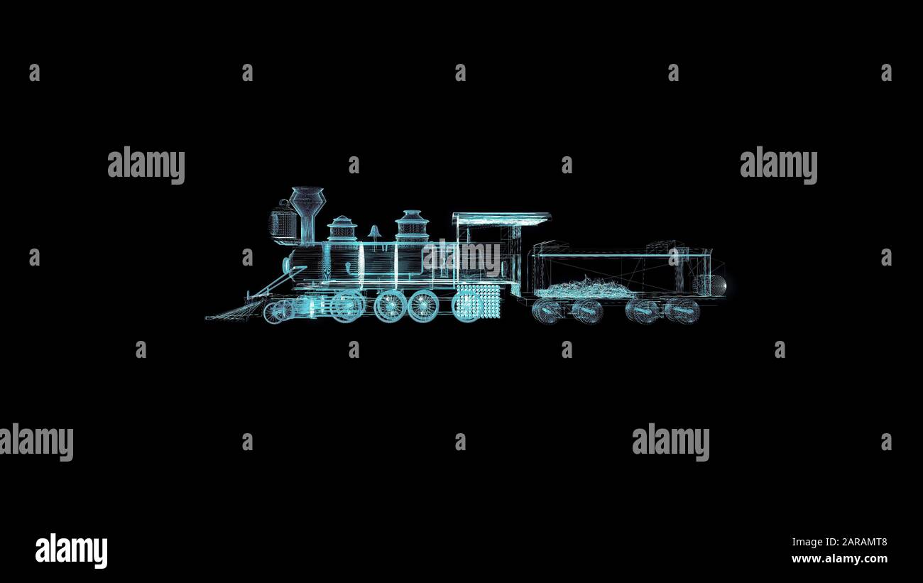 Train Hologram Wireframe. Nice 3D Render on a black background Stock ...