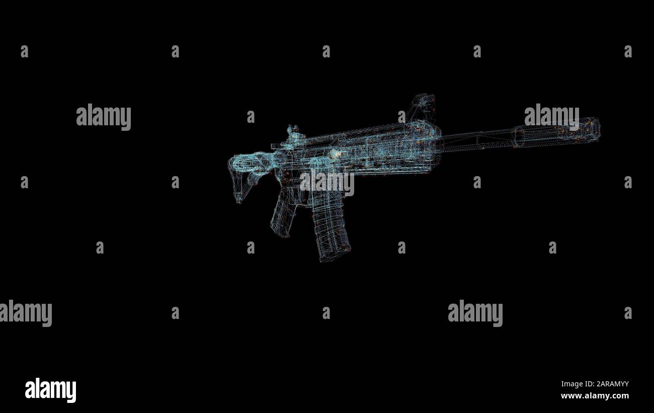 Weapon Hologram Wireframe. Nice 3D Render on a black background Stock ...
